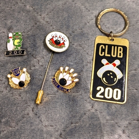 Jewelry | Vintage Bowling 20 Club Scatter Lapel Pins And Key Chain | Poshmark